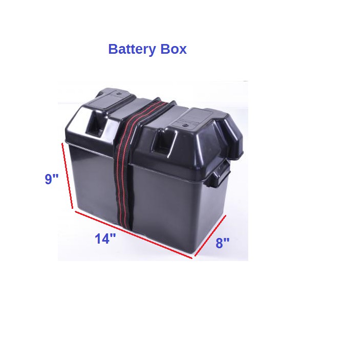 Marine Battery Box, Plastic, 14" x 8" x 9", With Webbing Straps ...
