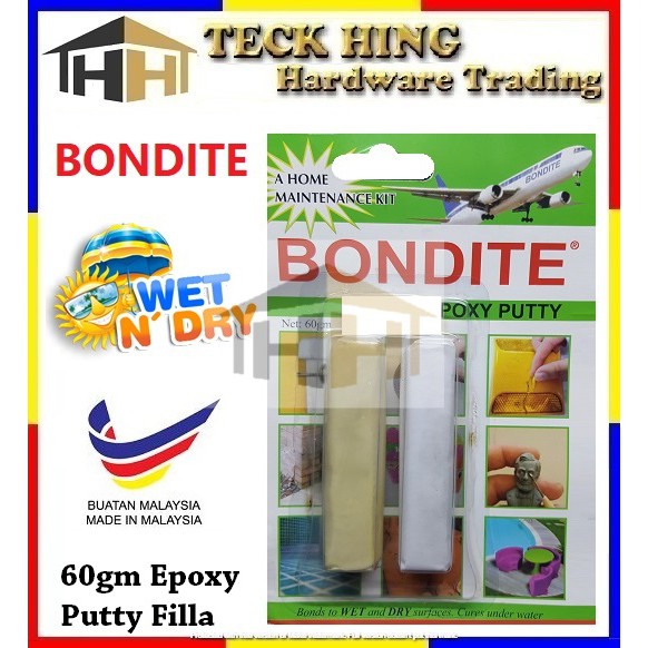 BONDITE Epoxy Putty Filler Gap Filler Cement Filler WHITE 60gm | Shopee ...