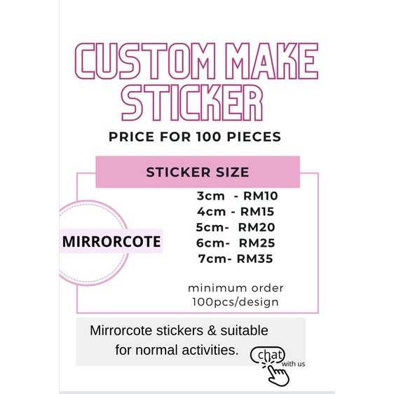 Custom make stickers Mirrorkote/Photosticker 100pcs | Shopee Malaysia