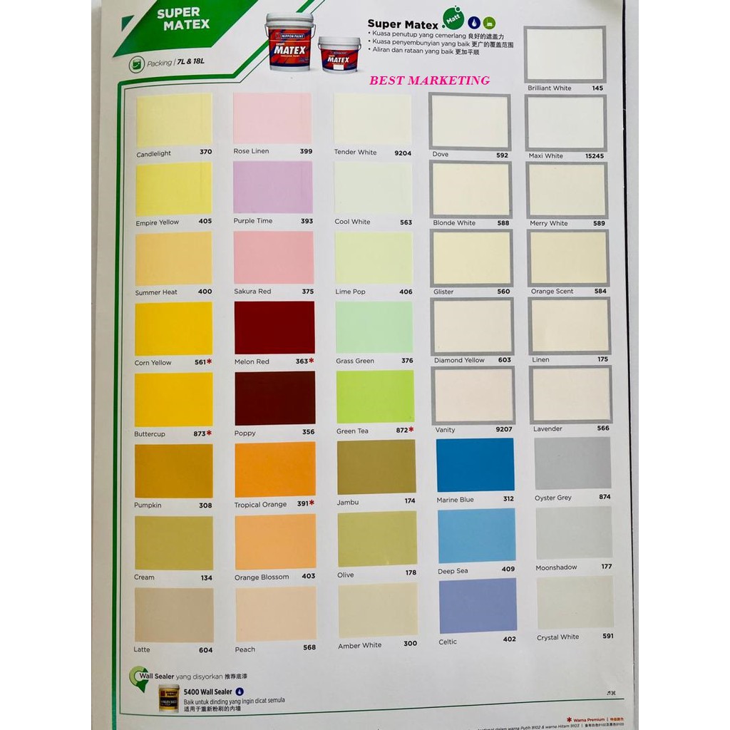 7 Liter Nippon Matex Emulsion Paint Colour Interior Paint (Special ...