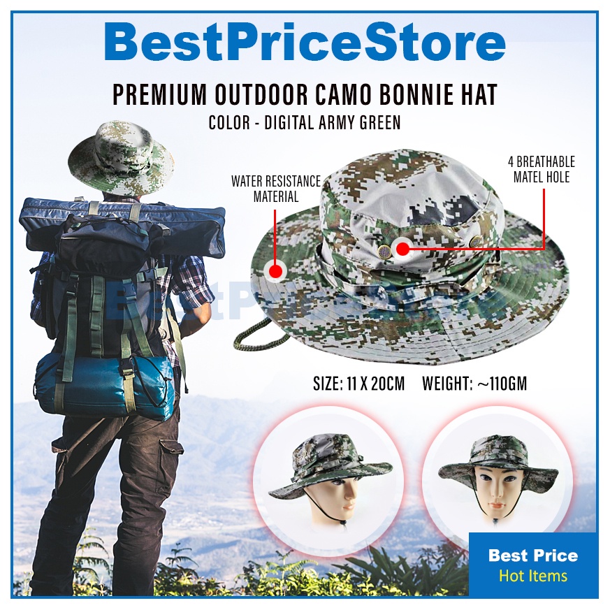 Outdoor Camo Hiking Army SunBlock Cowboy Cap Fishing Hat | Shopee Malaysia