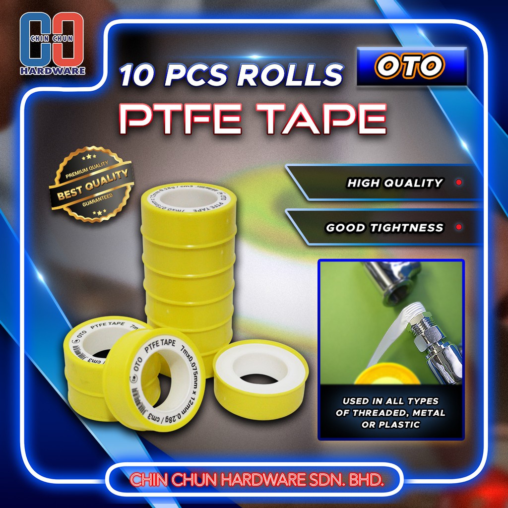 10unit PTFE TAPE|OTO PTFE TAPE|WHITE TAPE|PITA PAIP|TAPE PUTIH PAIP|白胶贴 ...