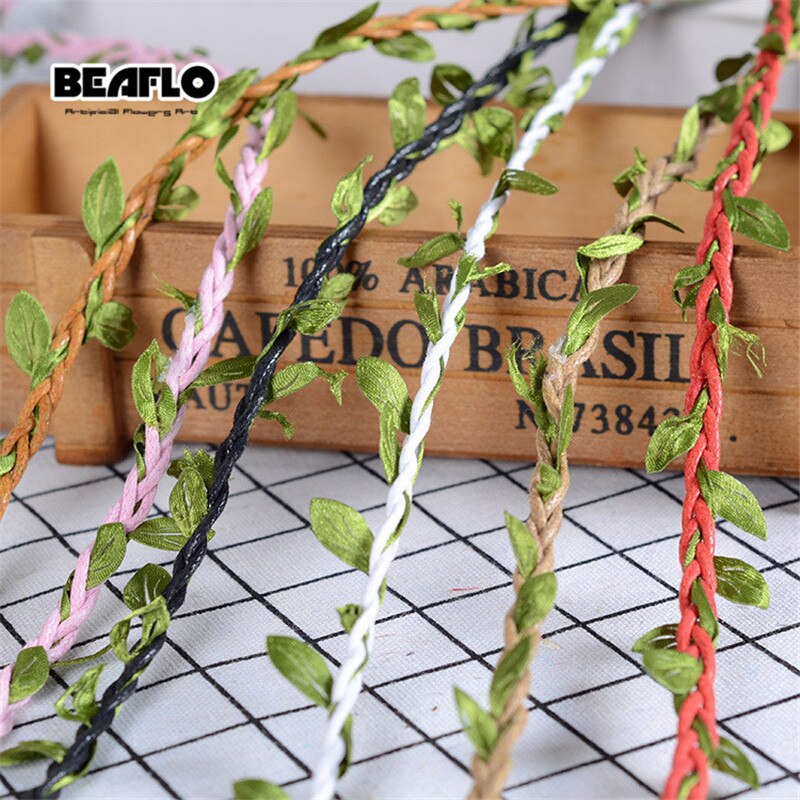 10m/lot Artificial Leaf Rope Cord Vine Rattan String Fake silk Flowers ...