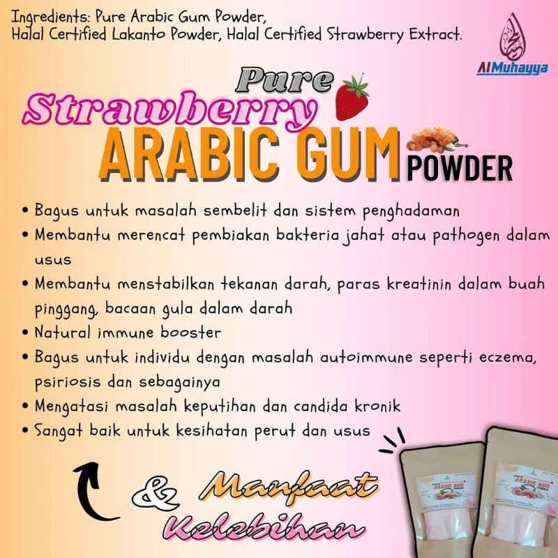 👍 Arabic Gum Al Manna perisa asli strawberry khas untuk kanak kanak dan ...