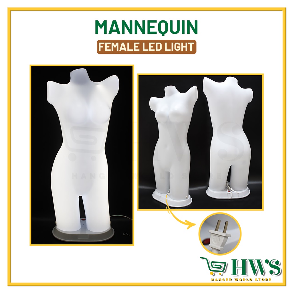 HWS MANNEQUIN HALF BODY FEMALE WITH LED LIGHT PATUNG PEREMPUAN LAMPU ...