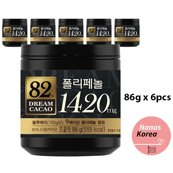 [Korean Snack] Lotte Dream Cacao 82% Polyphenol Chocolate 86g x 6pcs | Shopee Malaysia