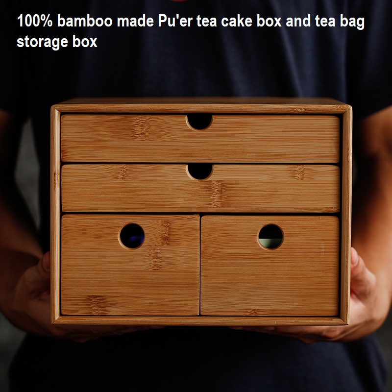 Bamboo Wood Chinese Pu Er Tea Storage Box, Wooden Pu'er Tea Cake Drawer ...