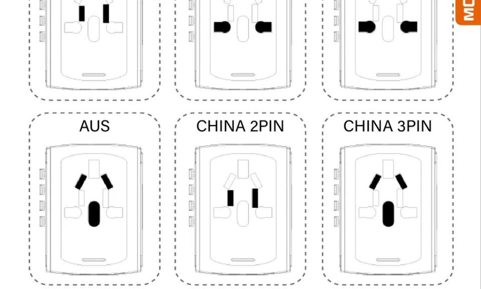 MOXOM MX-HC100 ( HC100 ) Multi-Nation Travel Adapter 4 in 1 with USB ...