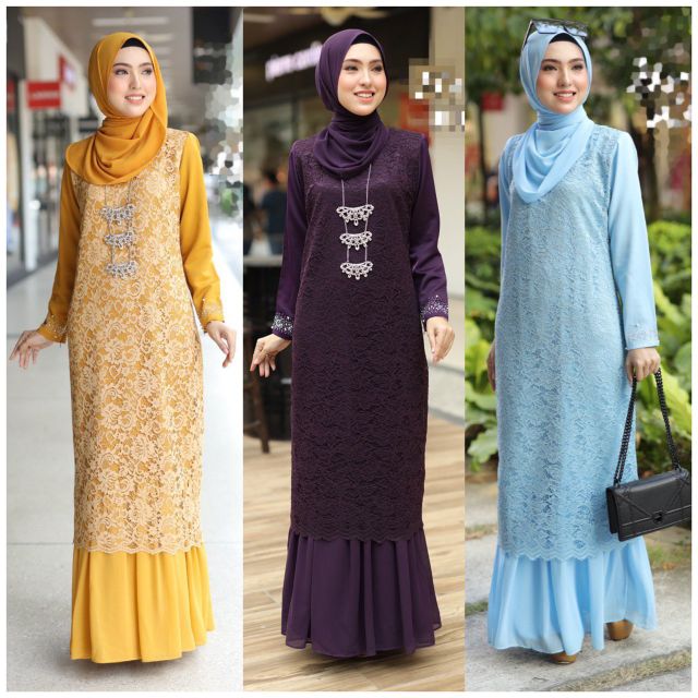 READY STOCK | 36 - 48 | PREMIUM JUBAH PRADA LACE . SEDONDON BRIDESMAID ...