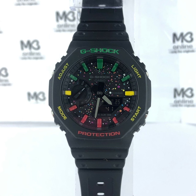 Customized Galaxy Rasta Aok Casio G-Shock Caron Core Guard GA-2100-1a1 ...
