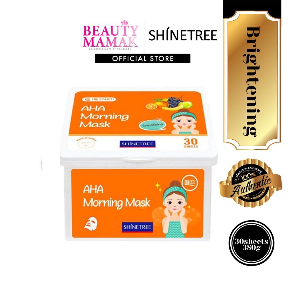 Shinetree AHA Morning Mask - 30 Sheets 380g - Brightening \ Moisturizing \ AHA \ Pores Care ...