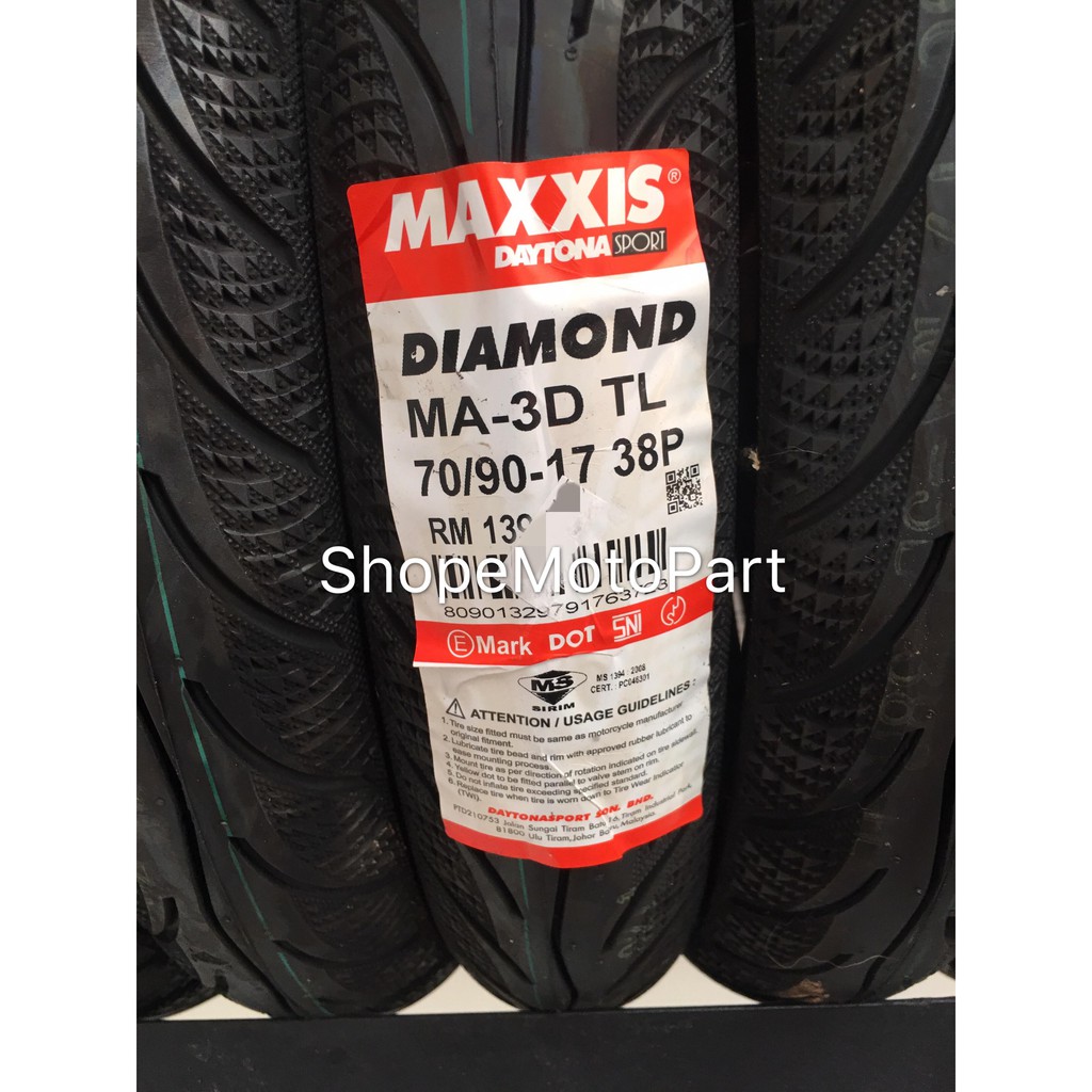 MAXXIS MAXIS DIAMOND TAYAR TYRE BUNGA MA3D MA-3D MA 3D TL 70/90-17 70 ...