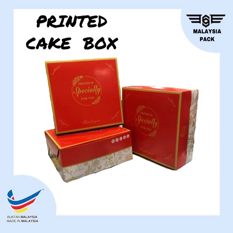 Printed Cake Box 8"/9"/10" Cake Box /Kotak kek /food packaging | Shopee ...