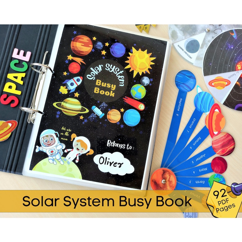 (PDF) kids solar system busy book, space printable busy book, moon ...