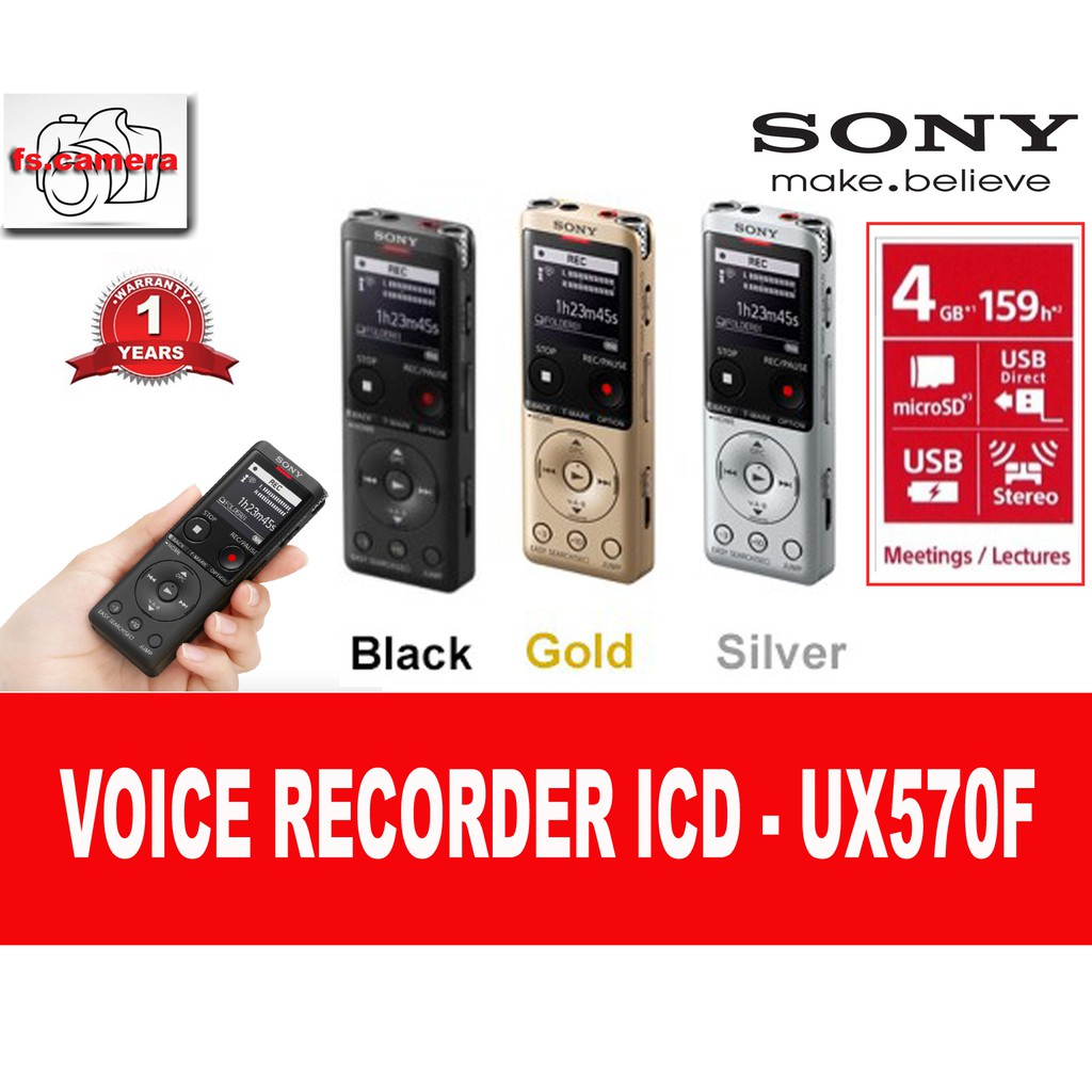 Sony ORIGINAL MALAYSIA ICD-UX570F Digital Voice Recorder UX Series with ...