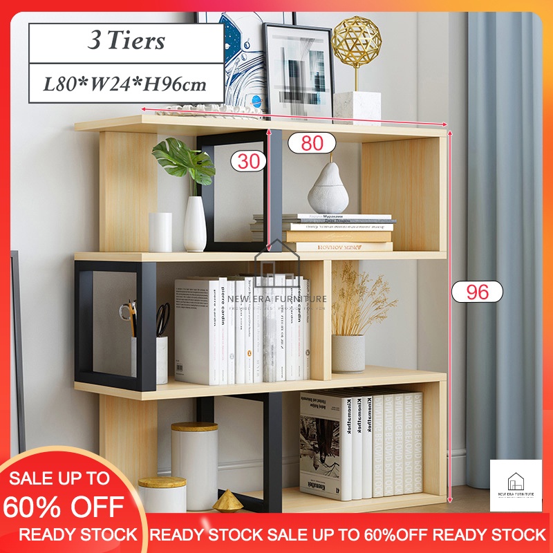 Living Room Furniture Modern Simple Bookshelf Bookcase Iron Wooden ...