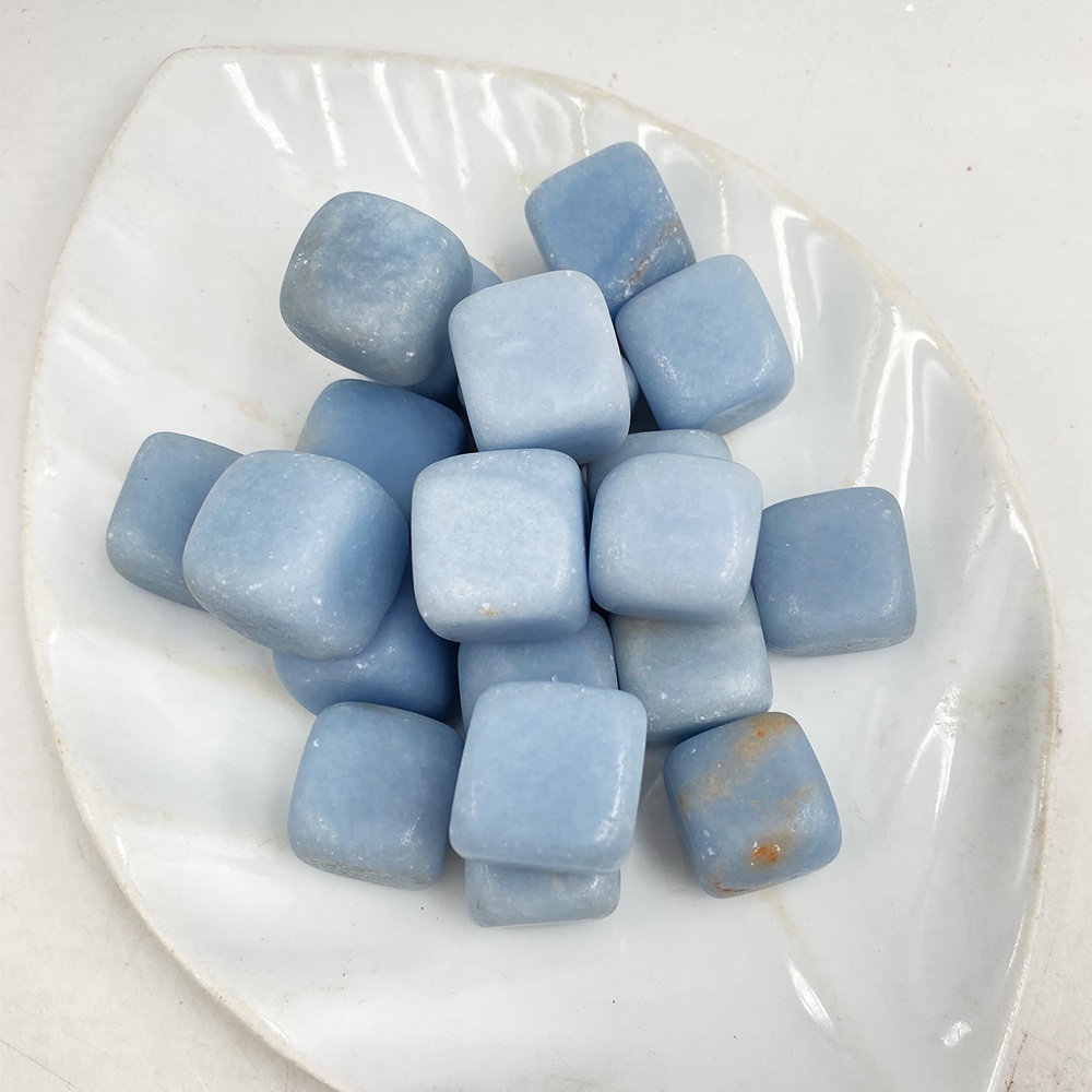 100g Natural Blue Angelite Cube Tumbled Stones Quartz Crystal Healing ...