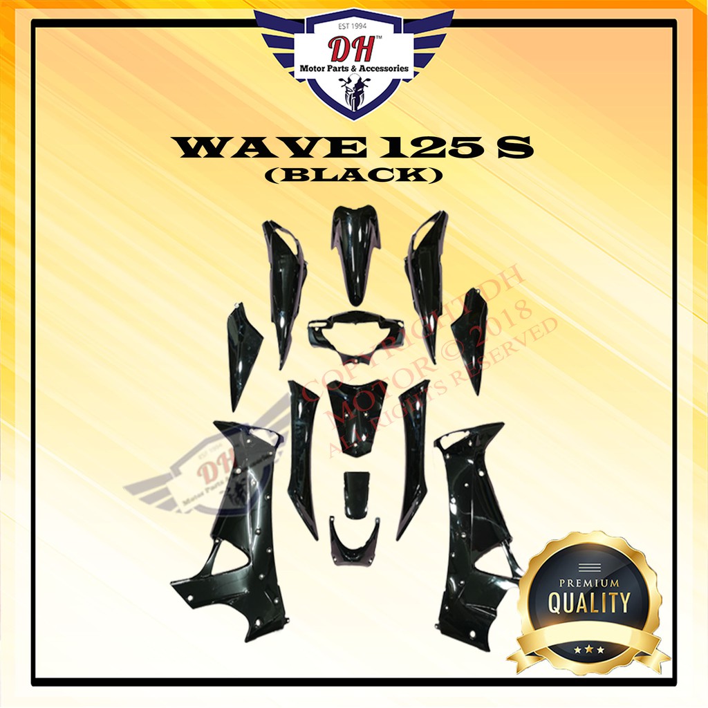 WAVE 125 S COVER SET (BLACK) FULL SET HONDA | Shopee Malaysia