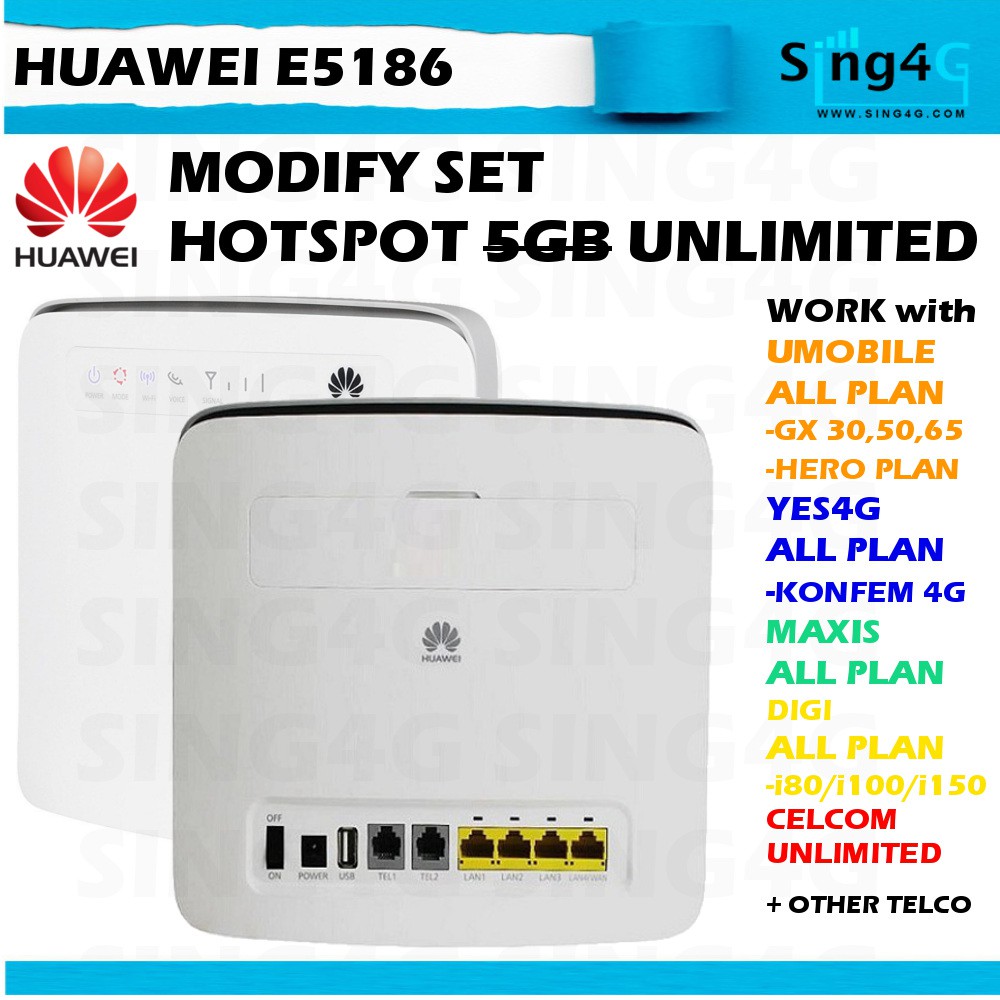 (MODIFIED) Huawei E5186 4G 4G+ 300mbps Sim Router | Shopee Malaysia