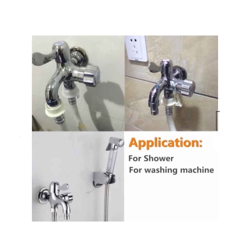 2 WAY FAUCET TAP DOUBLE HEAD STAINLESS STEEL SUS304 WALL WATER TAP 1 IN ...