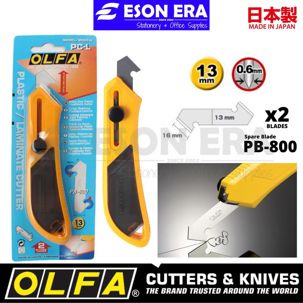 Olfa PC-L Heavy Duty Plastic / Laminate / Acrylic Cutter Made in Japan Knife Pisau (Blades Olfa ...