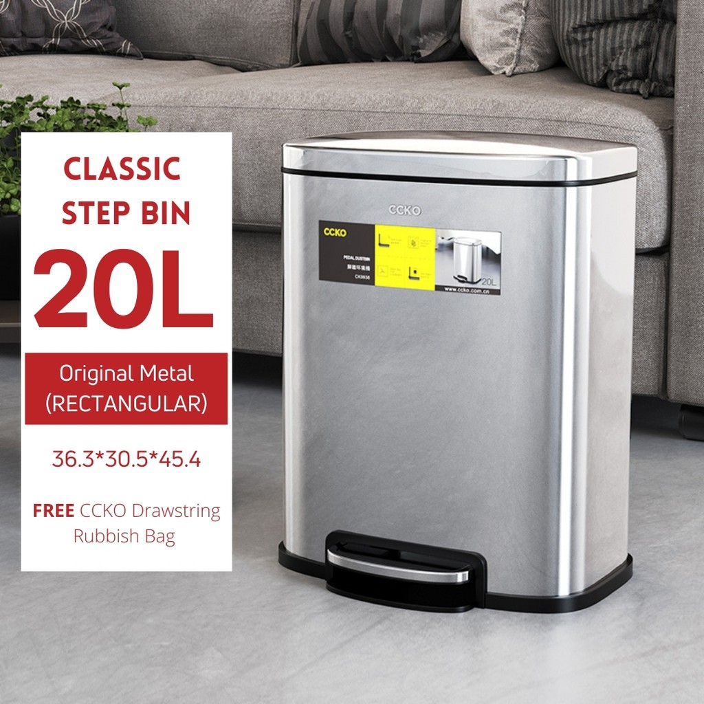 CCKO Stainless Steel Pedal Step Rubbish Bin 20L/30L/40L Large Capacity ...