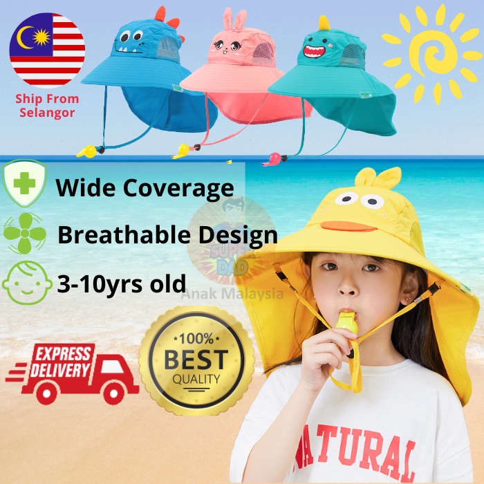 Kids Summer Hat Wide Brim Sun Hat Children Cartoon Cap Fisherman Hat ...