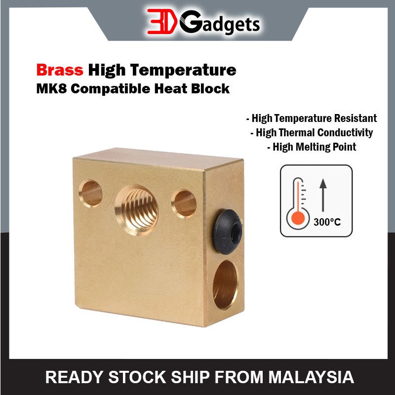 Brass High Temperature MK8 Compatible Heat Block for CR10 Series and ...