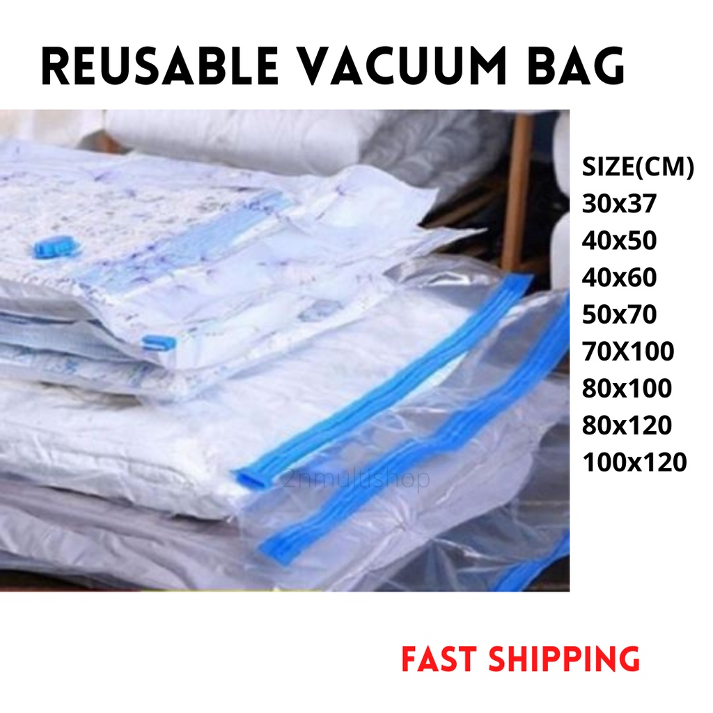 Vacuum Bag Reusable Travel Plastic Vakum Beg Plastik Simpan Toto Bantal Kedap Udara ni | Shopee ...