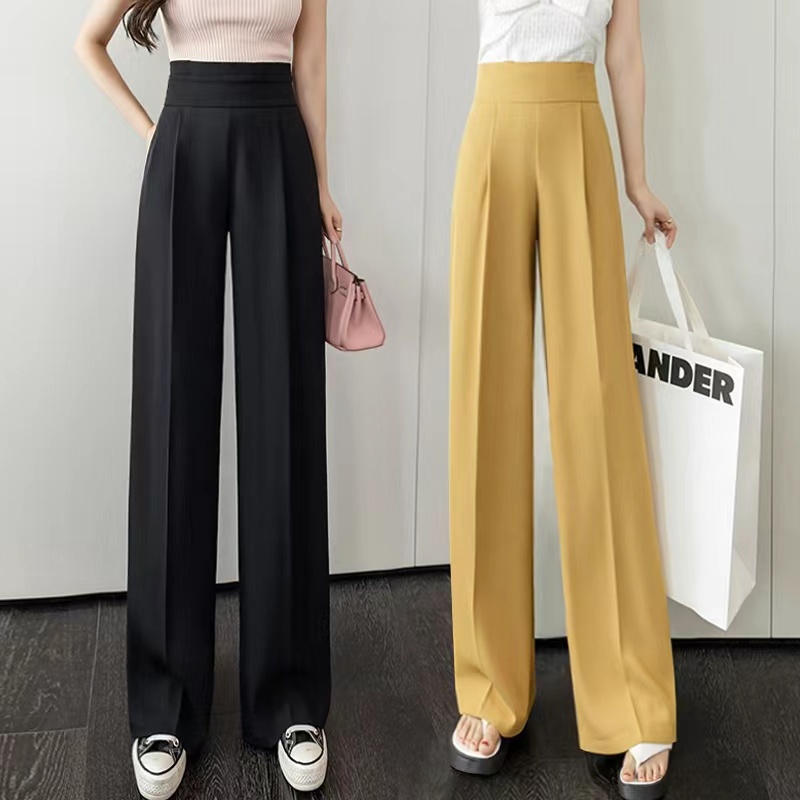 Women Office OL Straight Cut Pants High Waist Loose Suit Pants | Shopee ...
