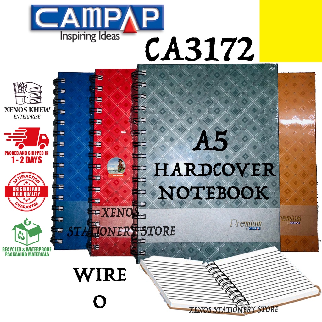 CAMPAP CA3172 A5 WIRE O HARD COVER NOTE BOOK CA3172 70GSM 100SHEETS ...