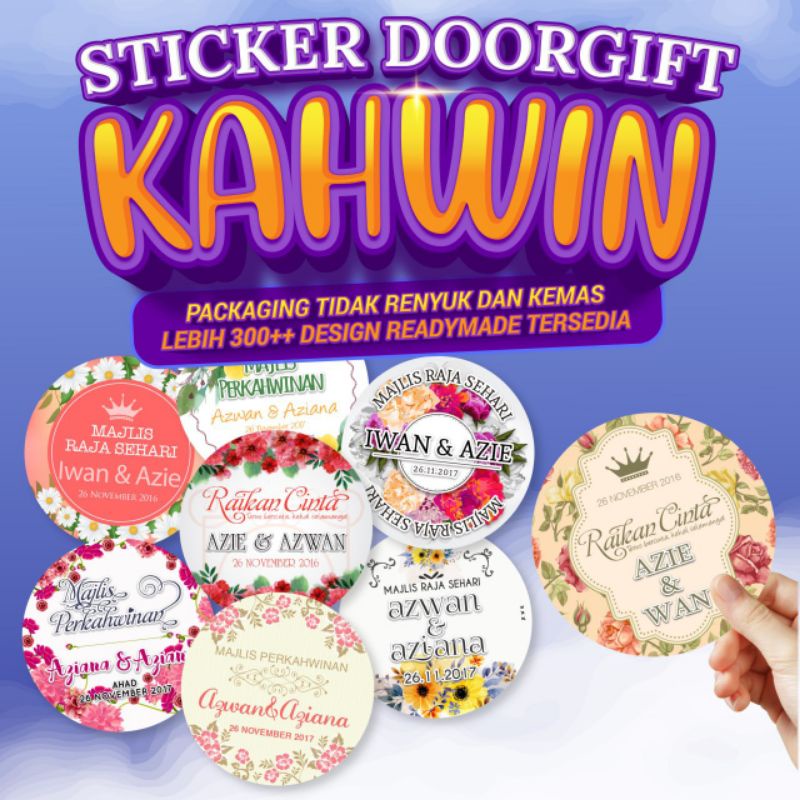 STICKER DOORGIFT KAHWIN WEDDING MURAH CEPAT PELBAGAI DESIGN SIAP POTONG ...