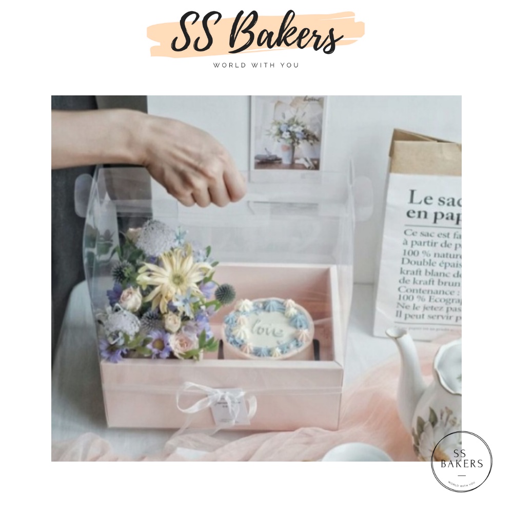 Transparent Hand Carry Box (2 Compartments) Cake Box Fruits Box ...