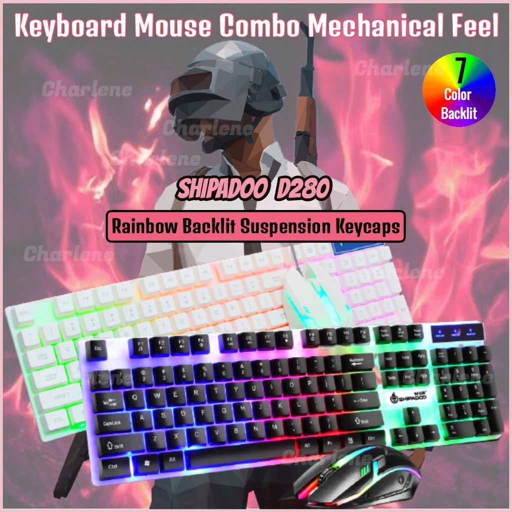 Clear Stock D280 Wired Gaming Keyboard and Mouse Set with LED Color ...