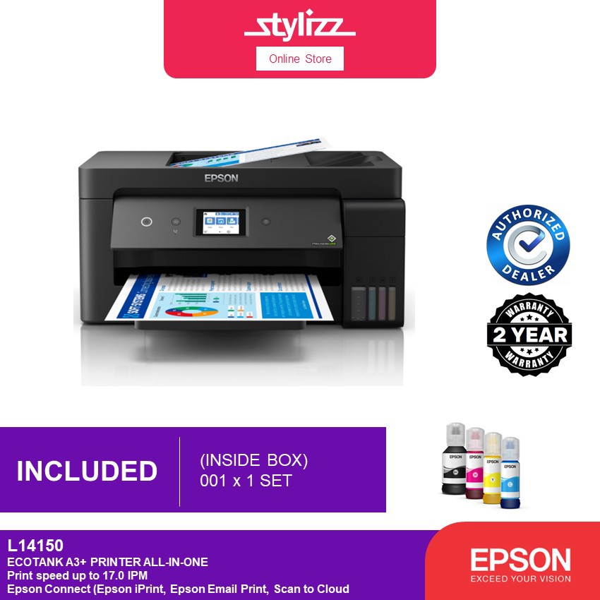EPSON ECOTANK L14150 A3+ WI-FI DUPLEX WIDE-FORMAT ALL-IN-ONE INK TANK ...