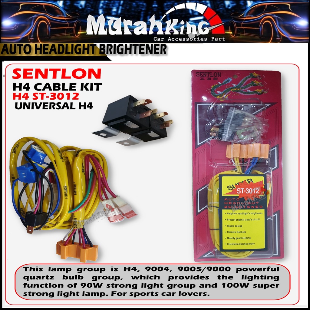 Sentlon H4 Head Lamp Cable Universal Set/Toyota Set - 1set | Shopee ...