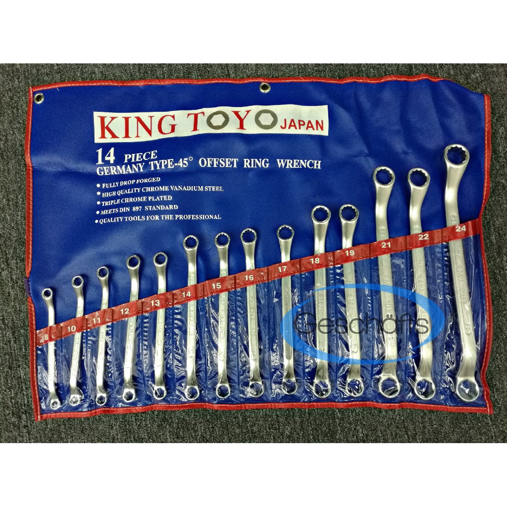King Toyo 45' Offset Double Ring Wrench Set 6/12 (14pcs) | Shopee Malaysia