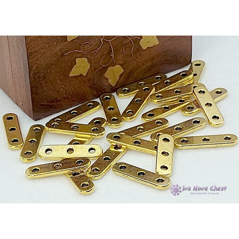 Spacer Bar 3-holes 24x6mm golden (Set of 10) | Shopee Malaysia