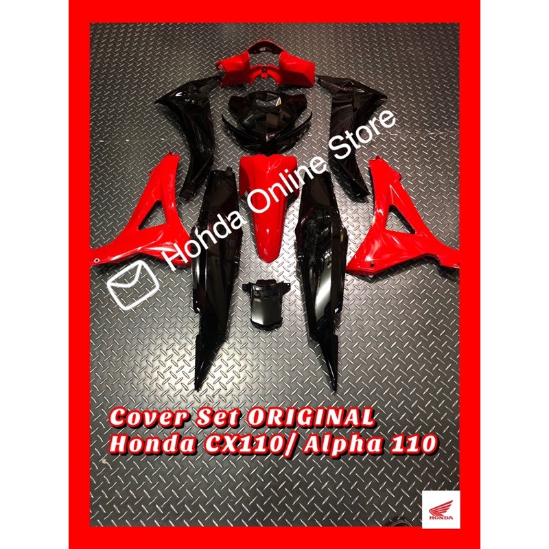 Cover Set Honda Wave Alpha CX110 (Hitam Merah) 100% HONDA Original ...