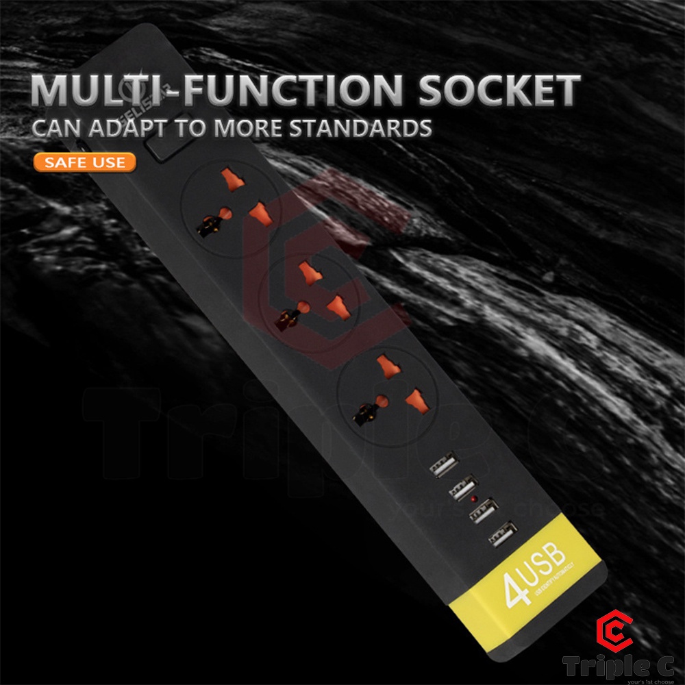 [Triple C] 4 USB 3 Power Socket 2 Meter Extension | Shopee Malaysia