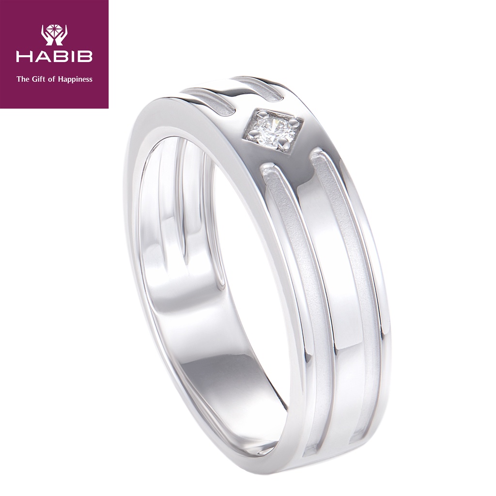 HABIB Flush Diamond Men's Ring in 925 Silver Palladium A05660121(PLD ...