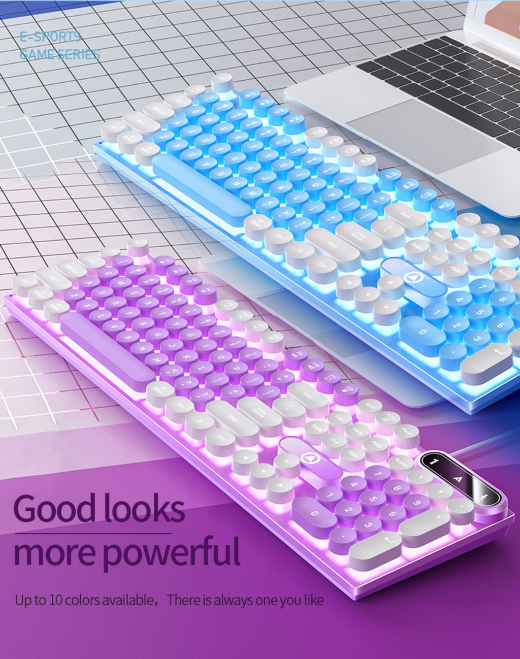Punk Keyboard Luminous Wired keyboard multi-color color matching ...
