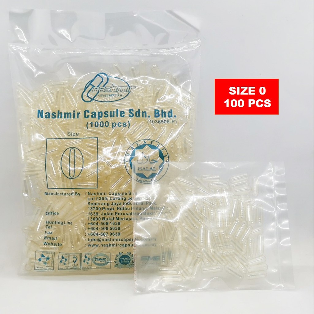 Kapsul Kosong HALAL Size 0 (100pcs) 空胶囊 / Empty Gelatin Capsule Nashmir ...