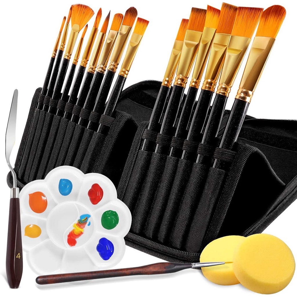 Fairy🍬 Black 12pcs Nylon Paint Brush - (Halal) Berus Cat Kayu Nylon ...