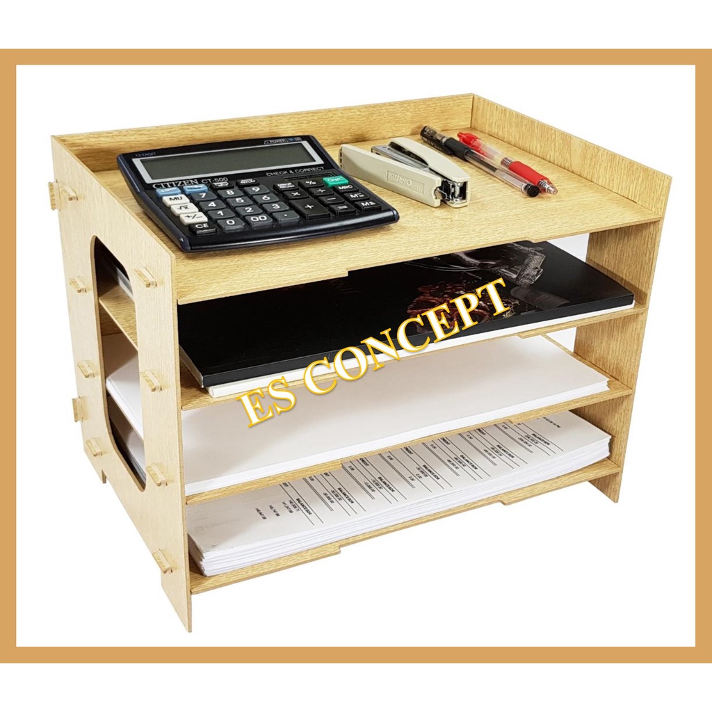 Wooden 4 level desktop rack, Wooden 4 level table rack, Document rack ...