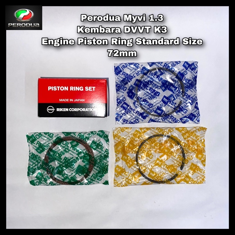 Perodua Myvi 1.3 SE Kembara 1.3 DVVT K3 Toyota 1SZ Engine Piston Ring ...