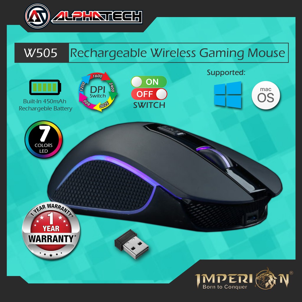 Imperion W505 Teleport Wireless Gaming Mouse, Built-In Rechargeable ...