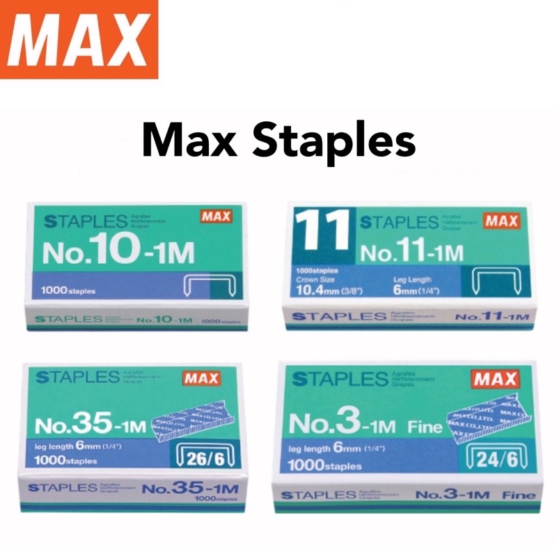 MAX All Size Normal Staples (Stapler Bullet Refill / Dawai Kokot / Ubat ...