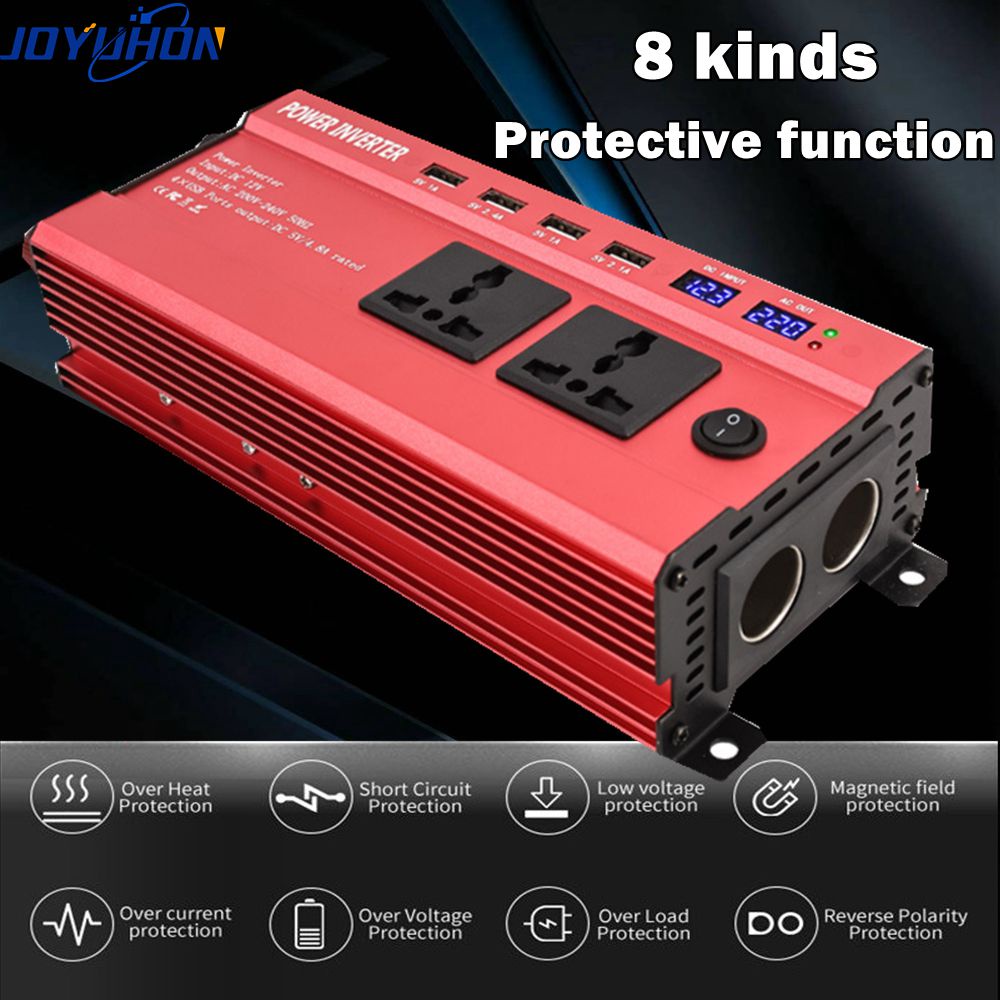 JOYUHON Original 6000W Car Power Inverter DC12V to AC220V with 4 USB 2 ...