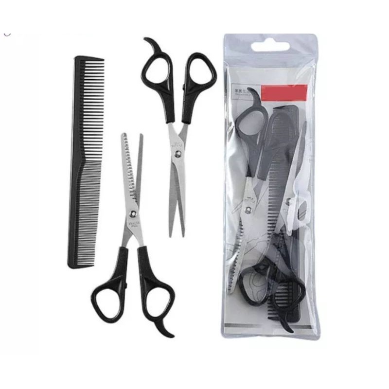 Hair Dressing Scissors set 3pcs Trimmers cutting gunting layer rambut ...